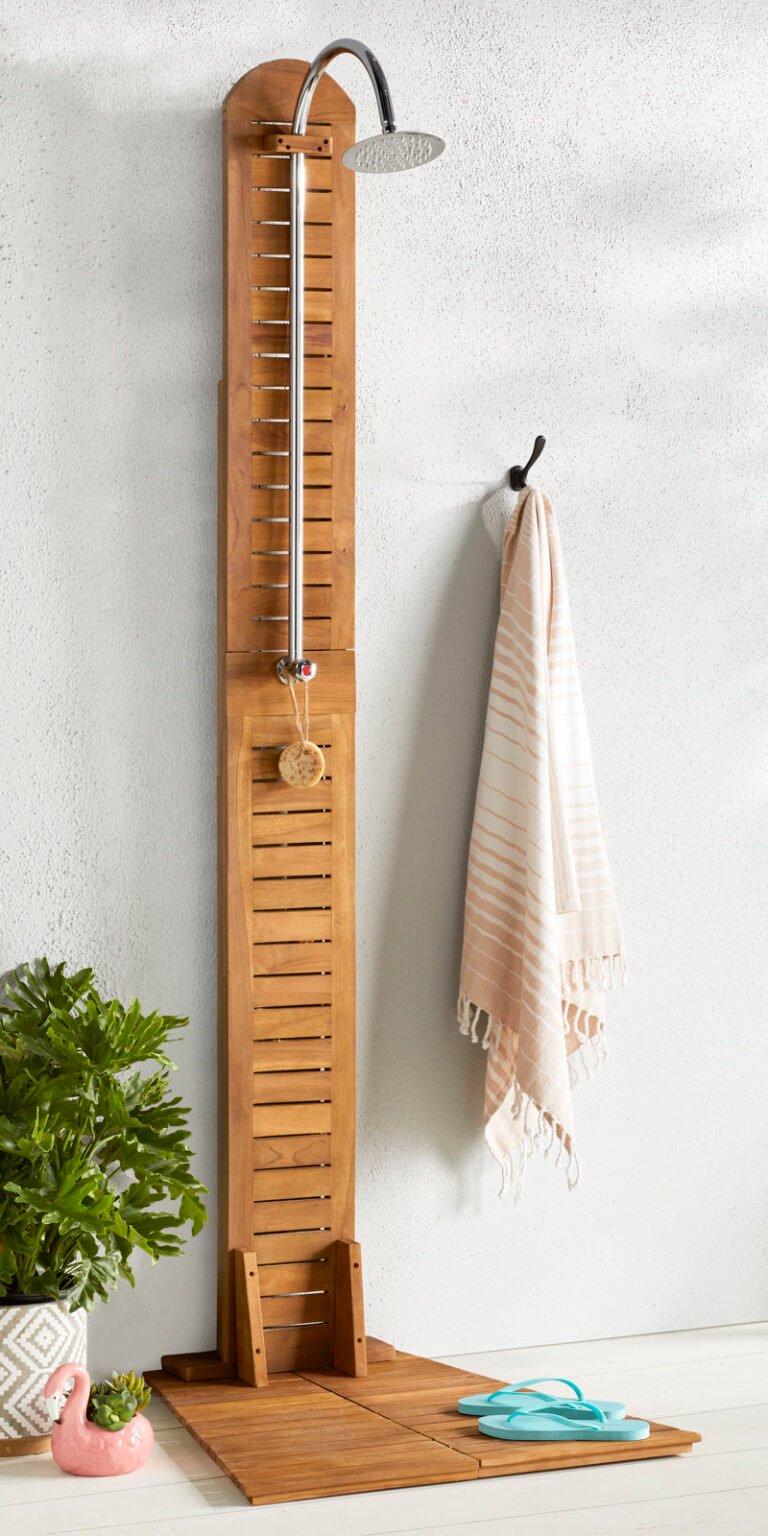 Dhahran Garden Shower Solid Teak Natural - Nania Living