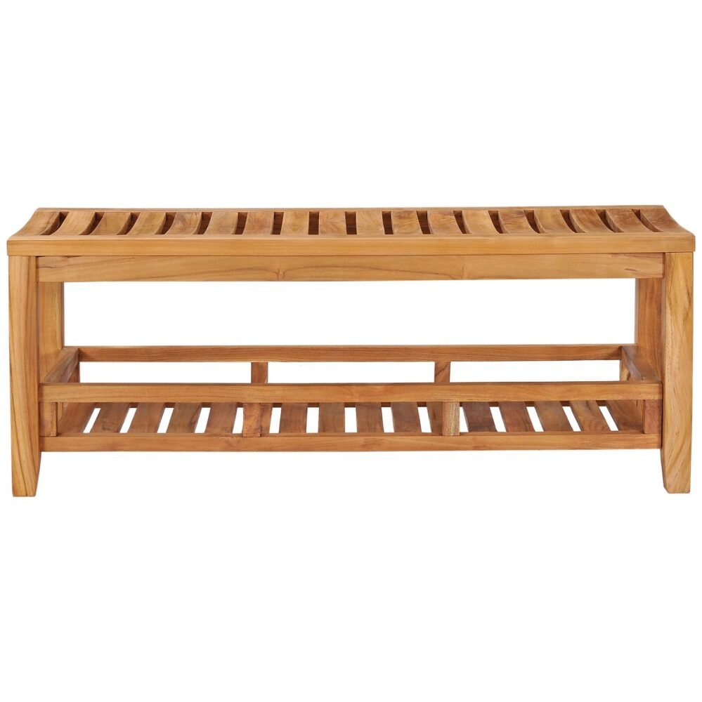 Turin Tiered Teak Bath Bench with Fence - Nania Living