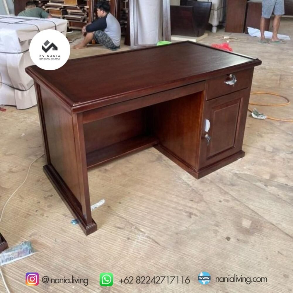 Teak Minimalist Government Desk - Nania Living