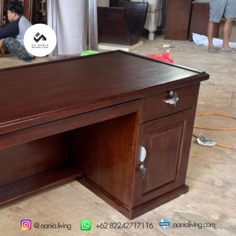 Teak Minimalist Government Desk - Nania Living