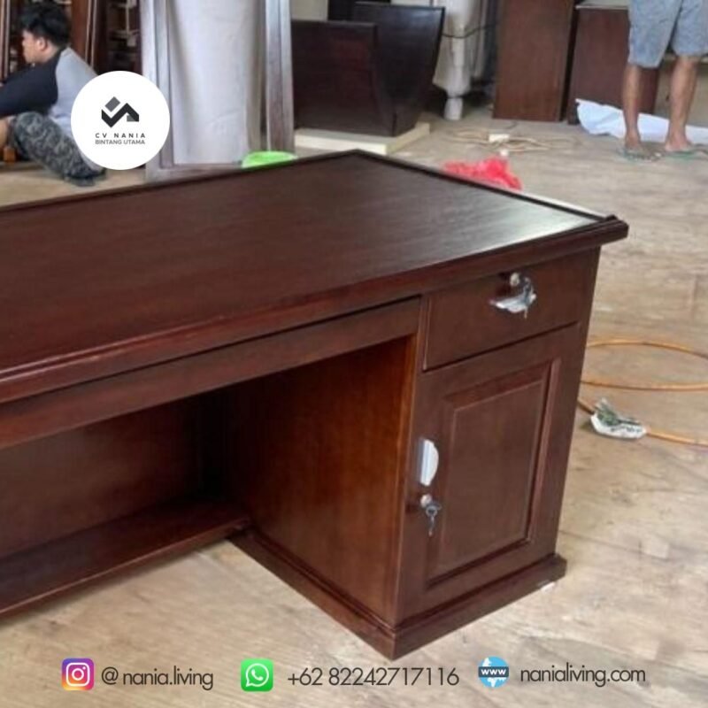 Teak Minimalist Government Desk - Nania Living