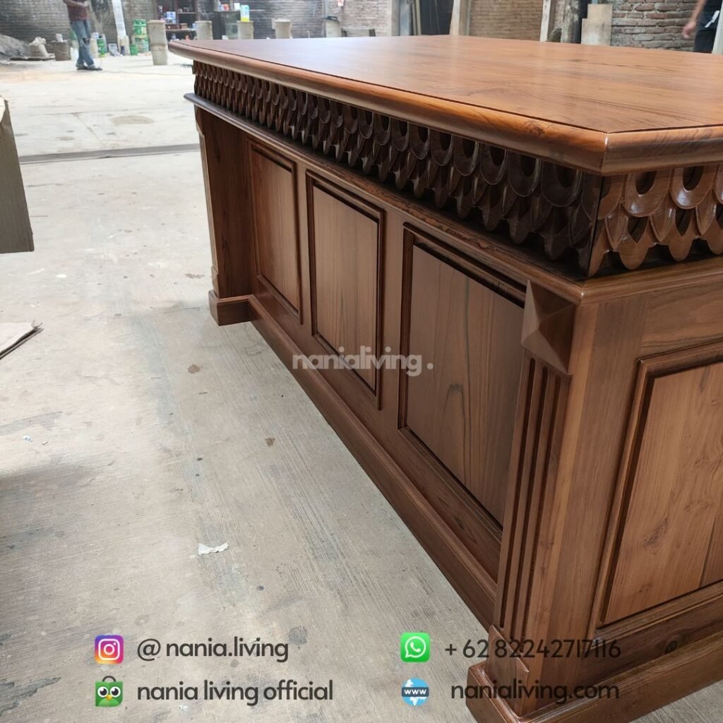 Minimalist L-shaped Teak Work Table - Nania Living