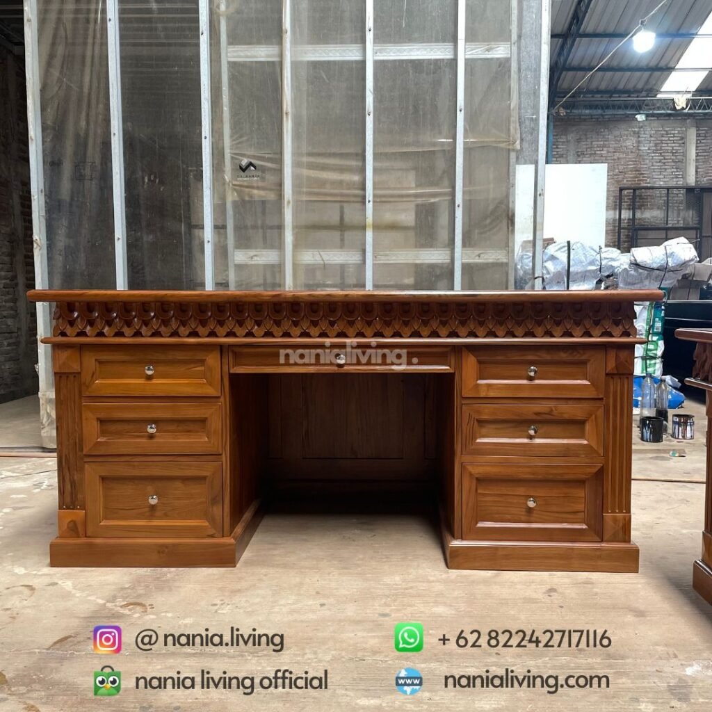 Minimalist L-shaped Teak Work Table - Nania Living