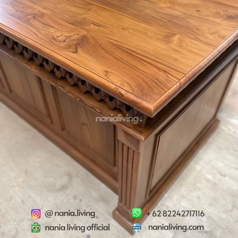 Minimalist L-shaped Teak Work Table - Nania Living