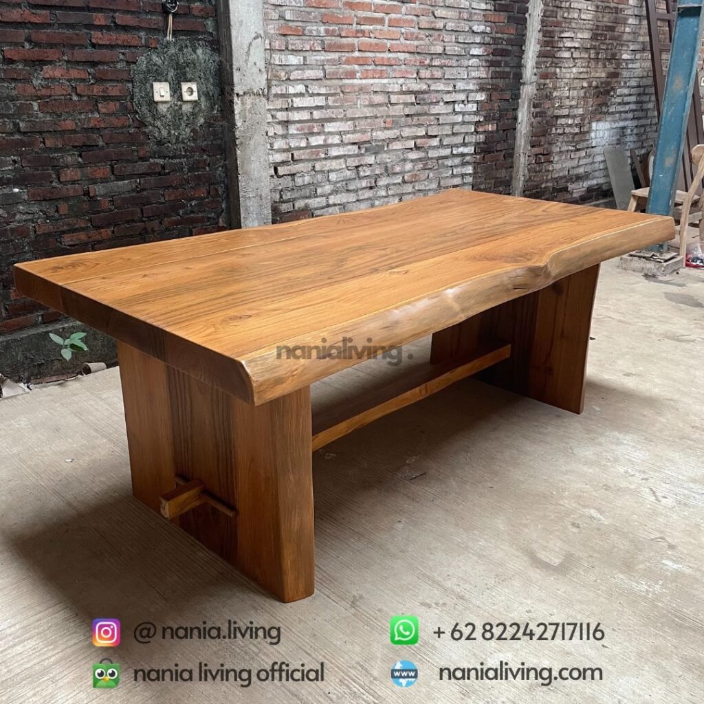 Thick Teak Board Dining Table - Nania Living