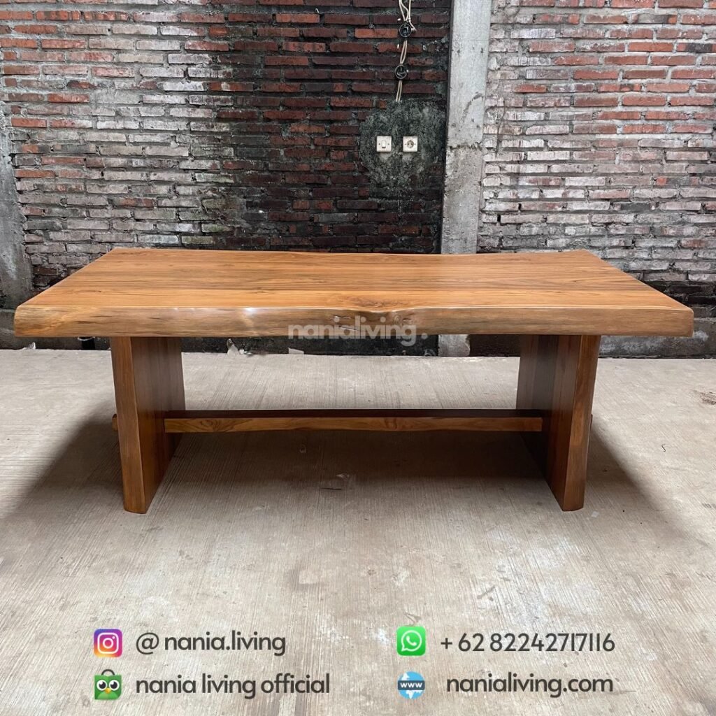 Thick Teak Board Dining Table - Nania Living