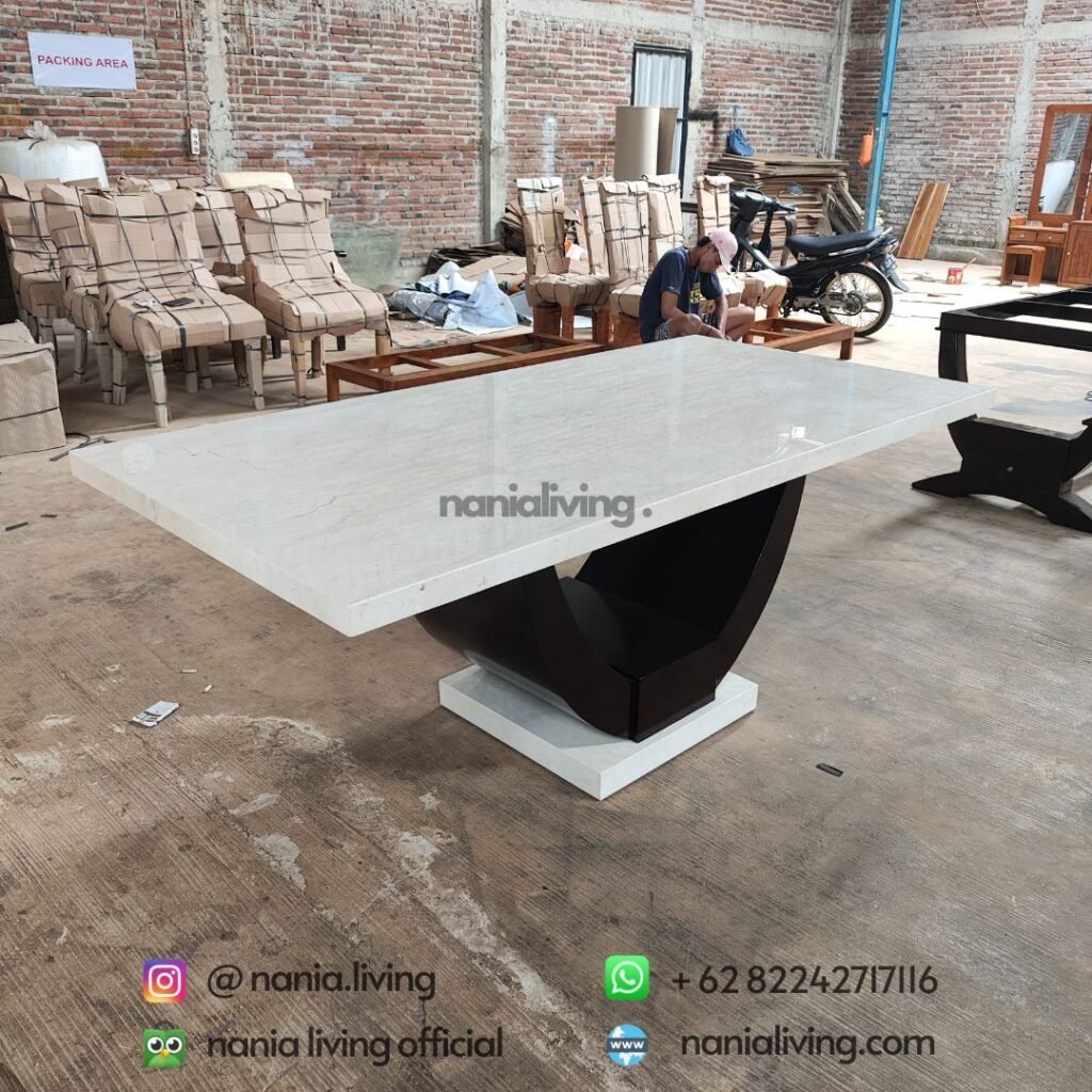 Cream Marble Dining Table - Nania Living