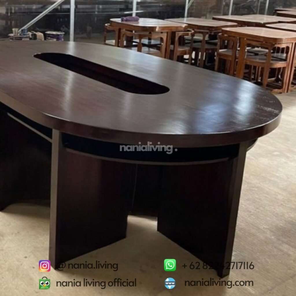Teak Oval Conference Table - Nania Living