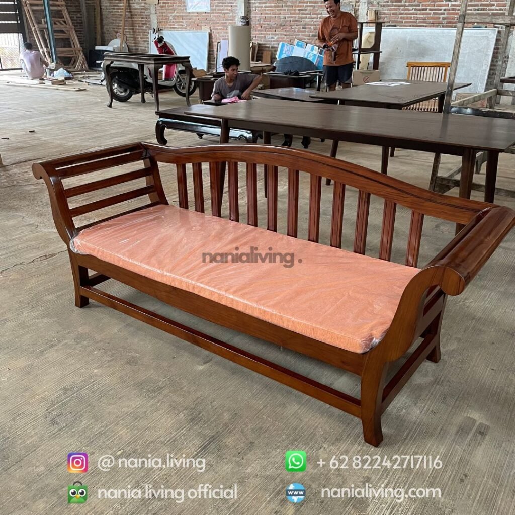 Orange Cushioned Bale Bench - Nania Living