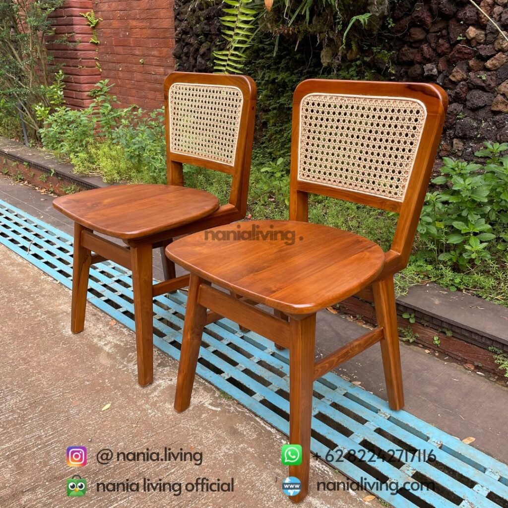 Teak Rattan Combination Cafe Ropan Chair - Nania Living